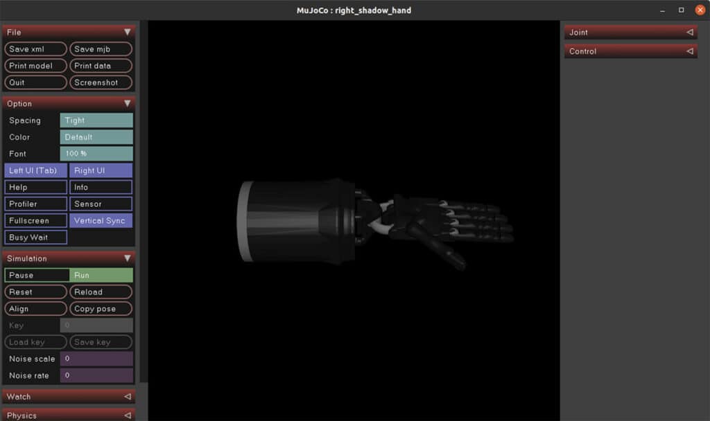 Simulating the Shadow Hand